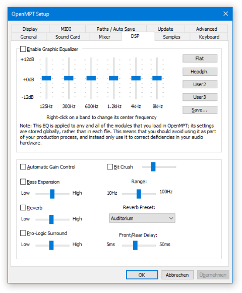 Handbuch: Setup/DSP – OpenMPT-Wiki