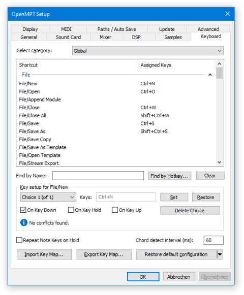 Handbuch: Setup/Keyboard – OpenMPT-Wiki